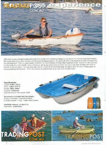 BIC Sports Sportyak 245 polyethylene cat hull tender boat