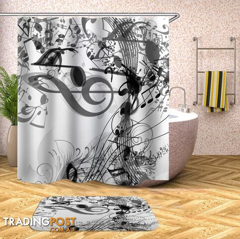 Music Notes Black And White Shower Curtain Curtains 7427045952782