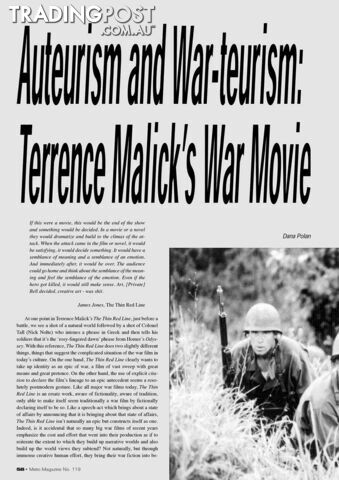 Auteurism and War teurism Terrence Malicks War Movie